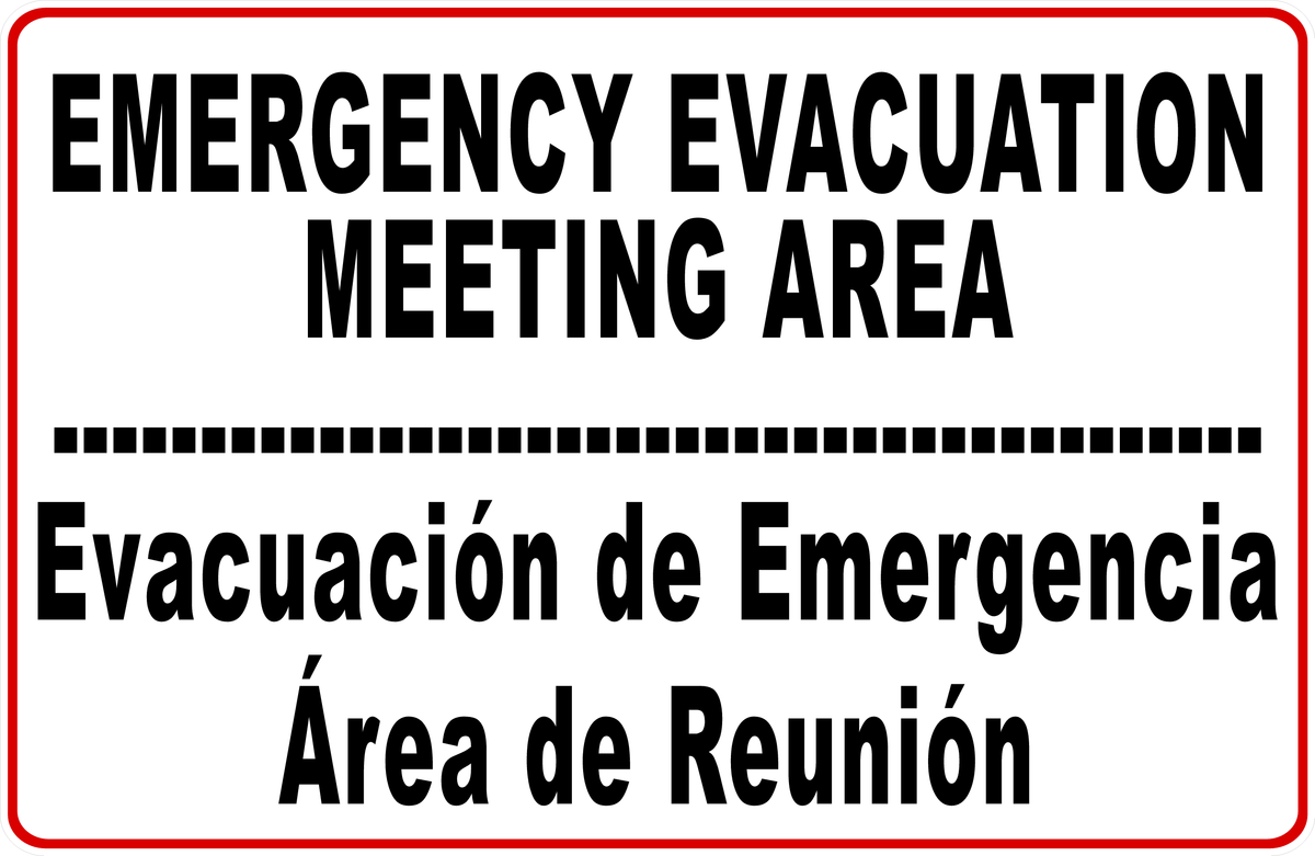 Emergency Evacuation Meeting Area Bilingual Sign – Signs by SalaGraphics