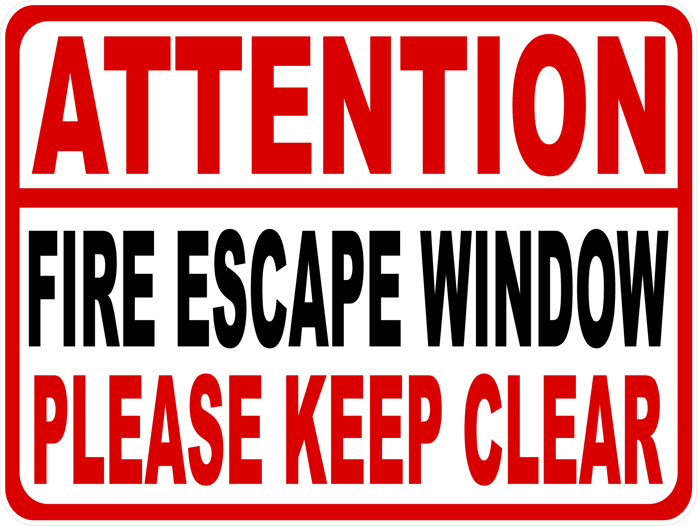 Attention Fire Escape Window Please Keep Clear Decal Multi-Pack – Signs ...