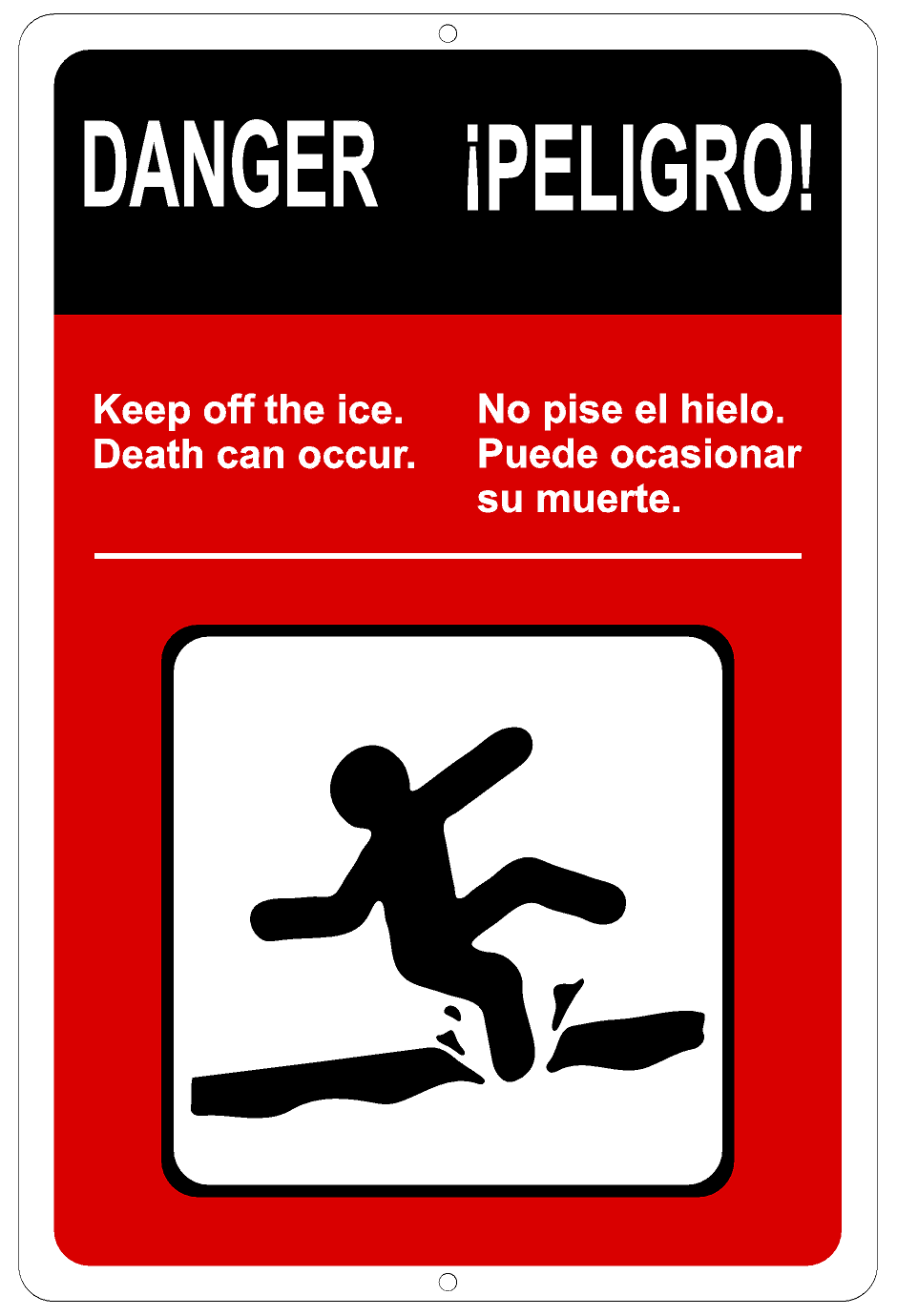 Bilingual Danger/Peligro Slip Fall Keep Off Ice Decal – signs by ...