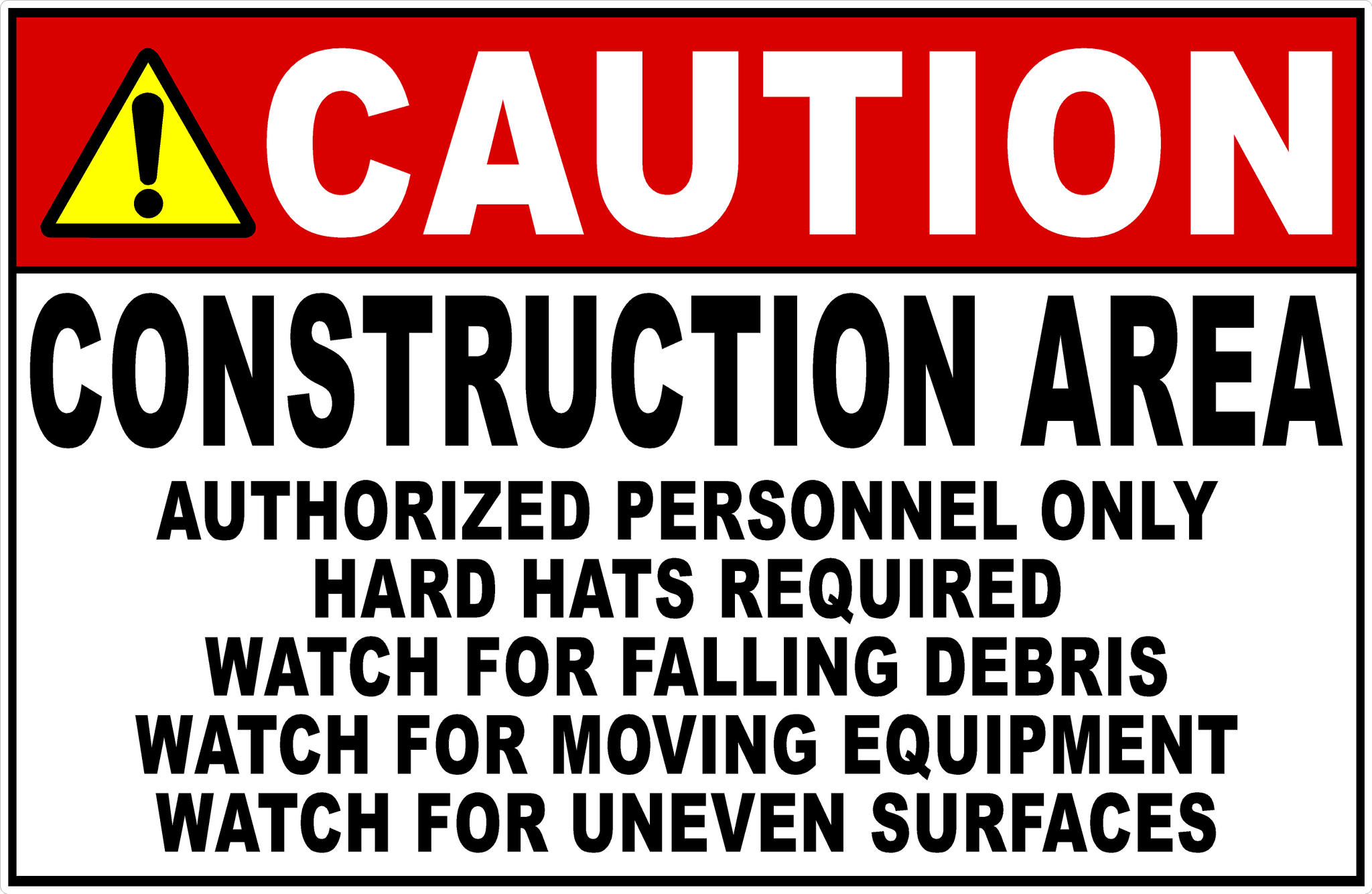 Caution Construction Area Authorized Personnel Only Sign – Signs by ...