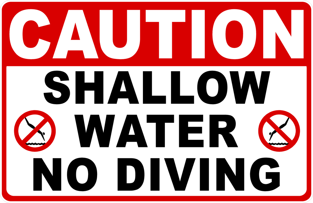Caution Shallow Water No Diving Sign – Signs by SalaGraphics