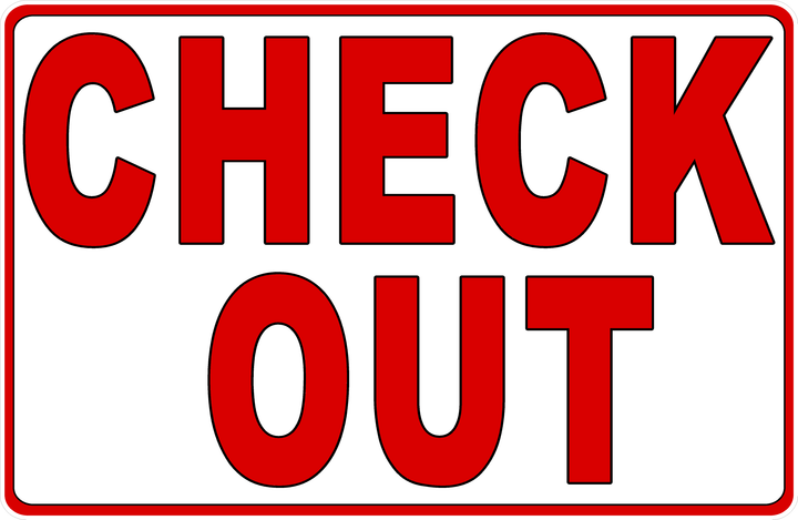 Check Out Sign with Optional Directional Arrow – Signs by SalaGraphics