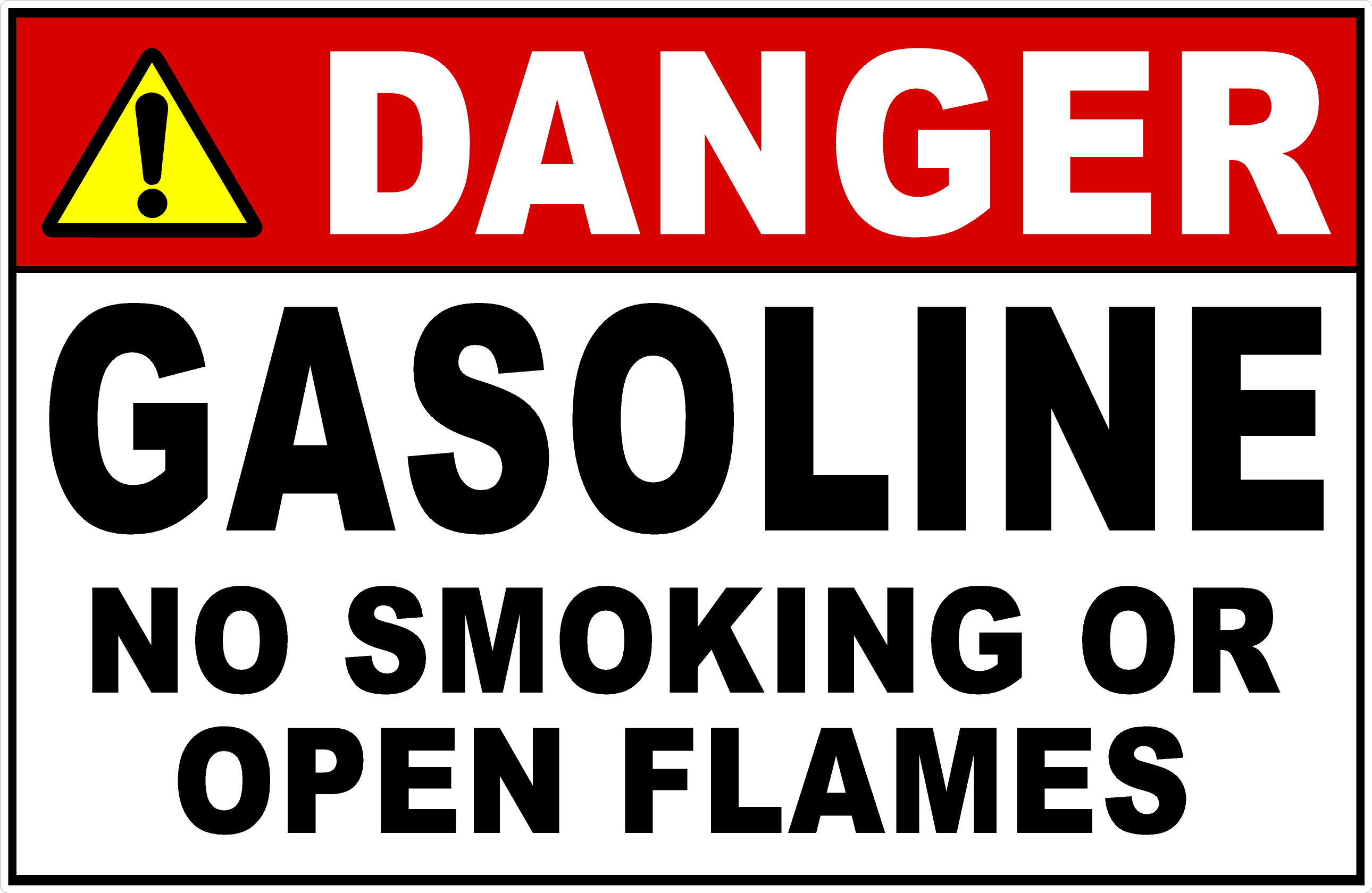 Danger Gasoline No Smoking Or Open Flames Sign – Signs by SalaGraphics