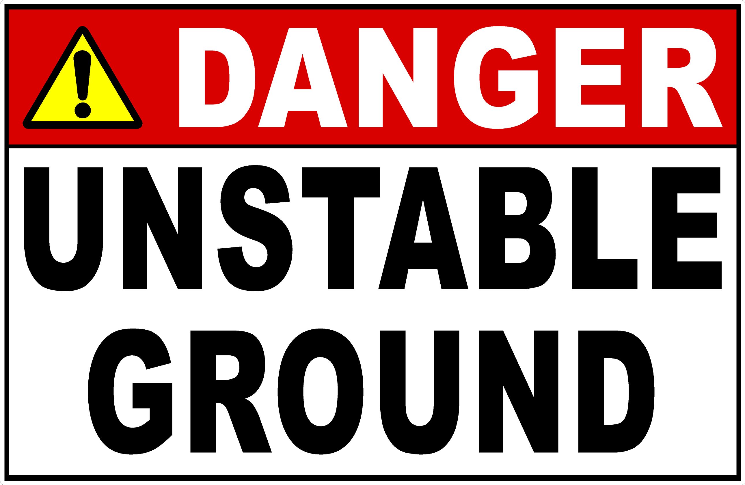 Danger Unstable Ground Sign – Signs by SalaGraphics