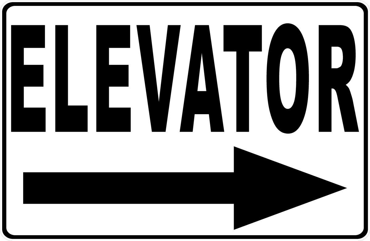 Elevator Sign with Optional Directional Arrow – Signs by SalaGraphics