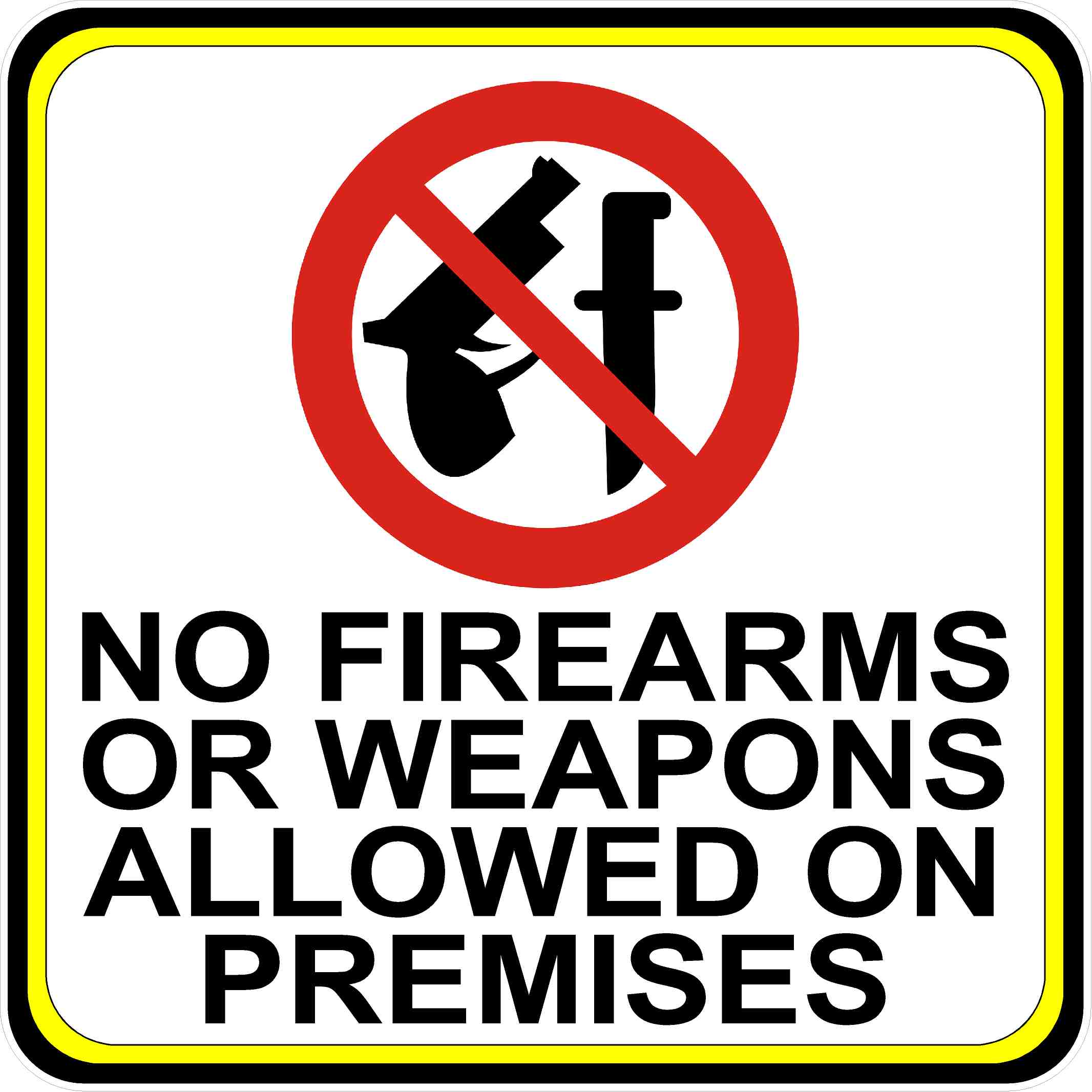 No Firearms or Weapons Allowed on Premises Decal – Signs by SalaGraphics