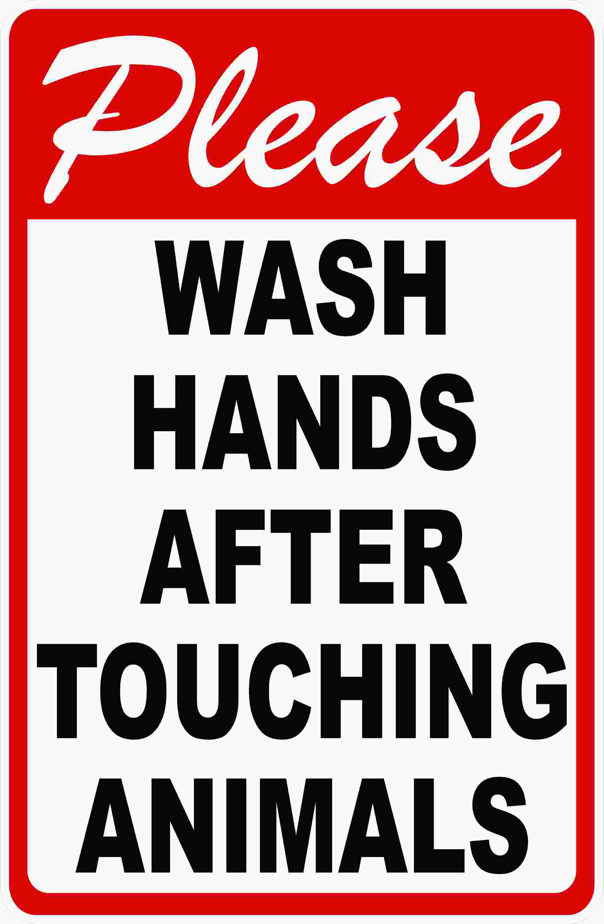 Please Wash Hands After Touching Animals Sign – Signs by SalaGraphics
