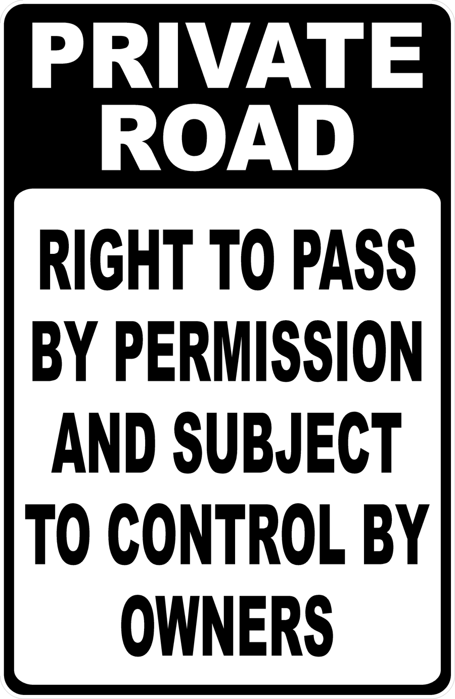 Private Road Right To Pass By Permission Sign – Signs by SalaGraphics
