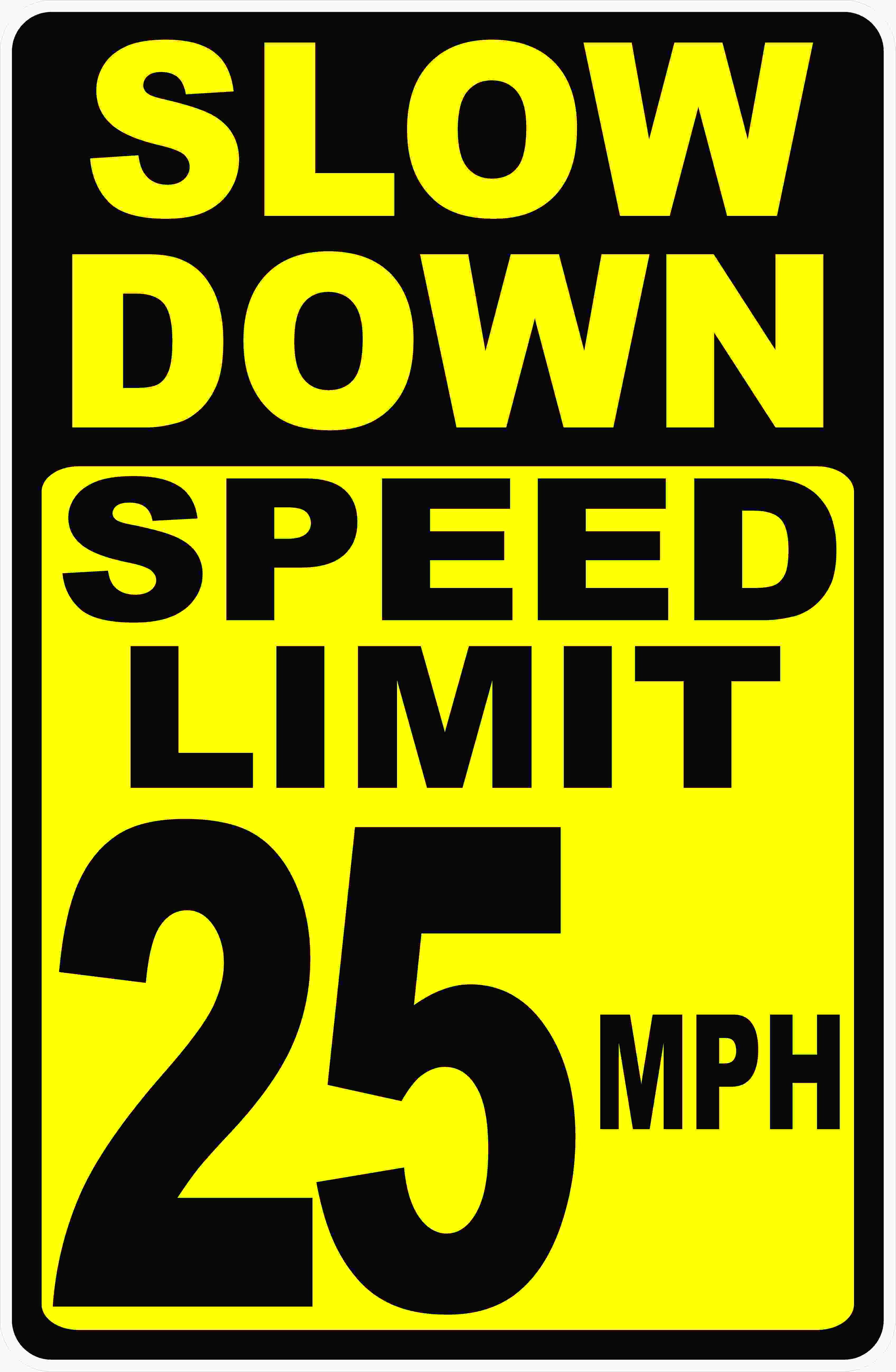 Slow Down Speed Limit (Your Choice MPH) Sign – signs by salagraphics