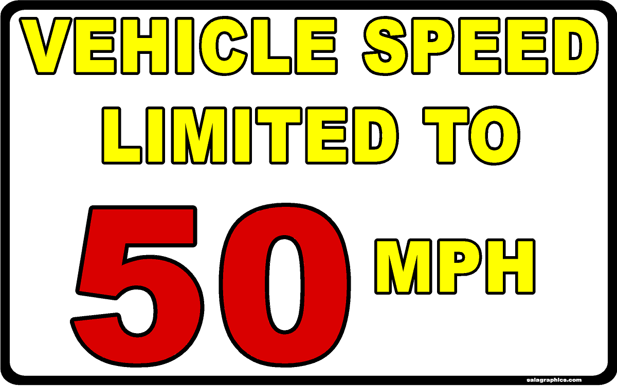Vehicle Speed Limited to (Choice of Speed) MPH Decal. Multi Pack ...