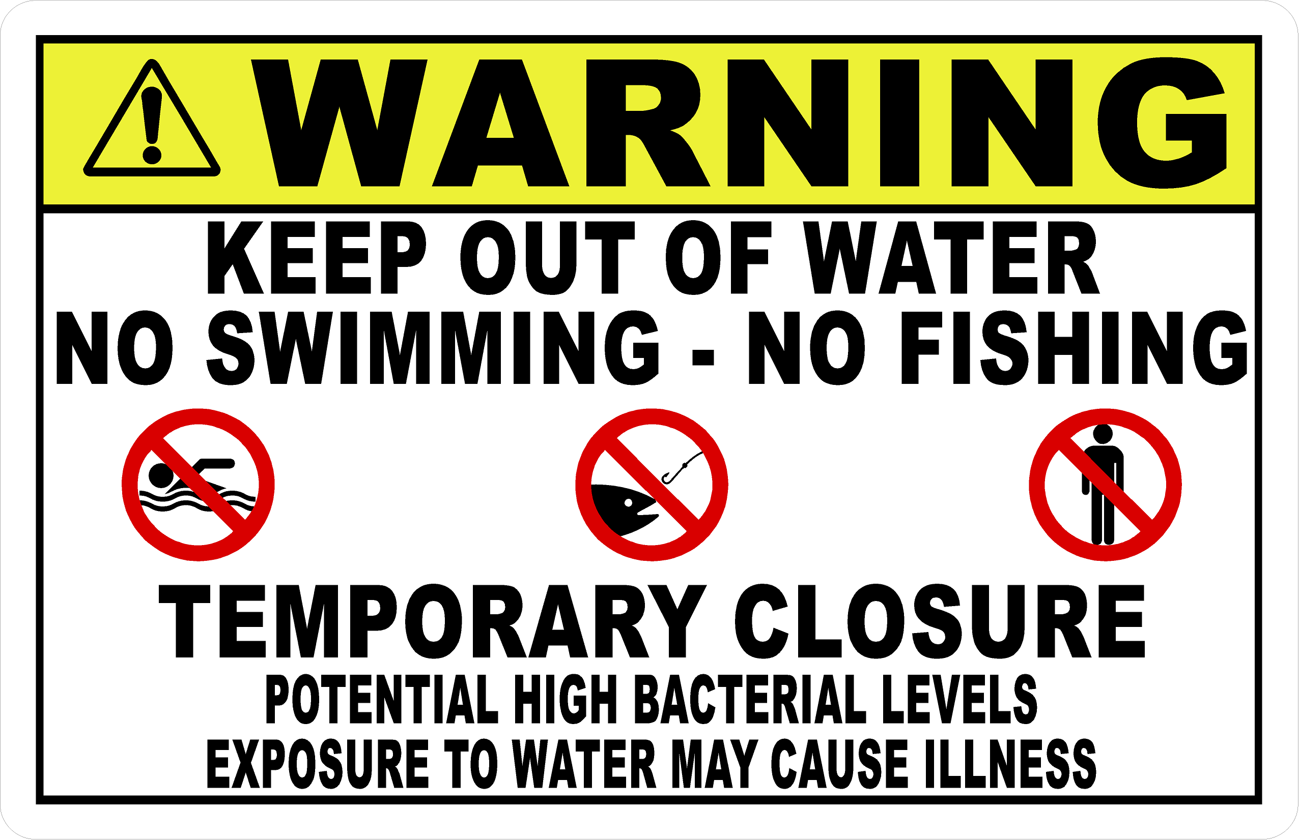 Warning Keep Out of Water No Swimming No Fishing Sign – signs by ...