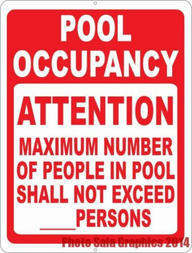 Pool Occupancy Attention Maximum Number of People Sign – Signs by ...