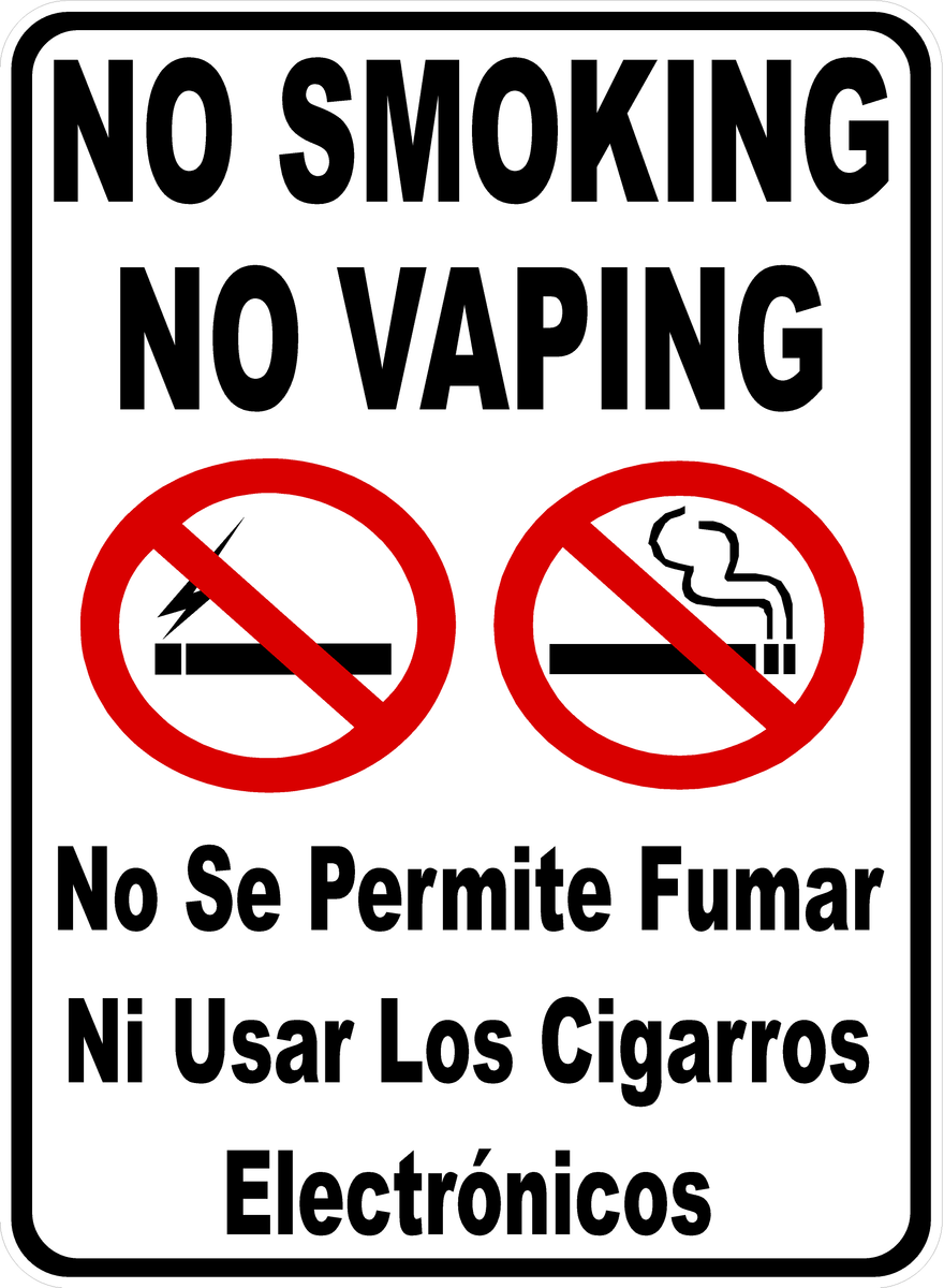 No Smoking No Vaping Bilingual Sign – Signs by SalaGraphics
