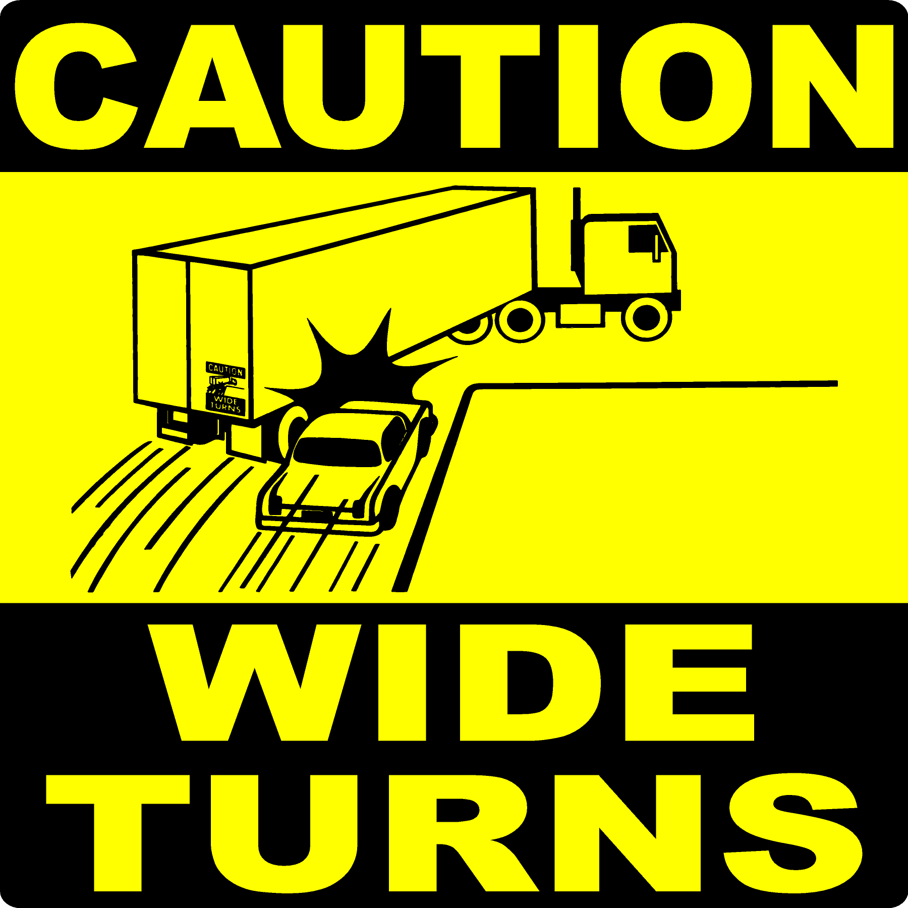 Caution Wide Turns Decal Multi-Pack – Signs by SalaGraphics