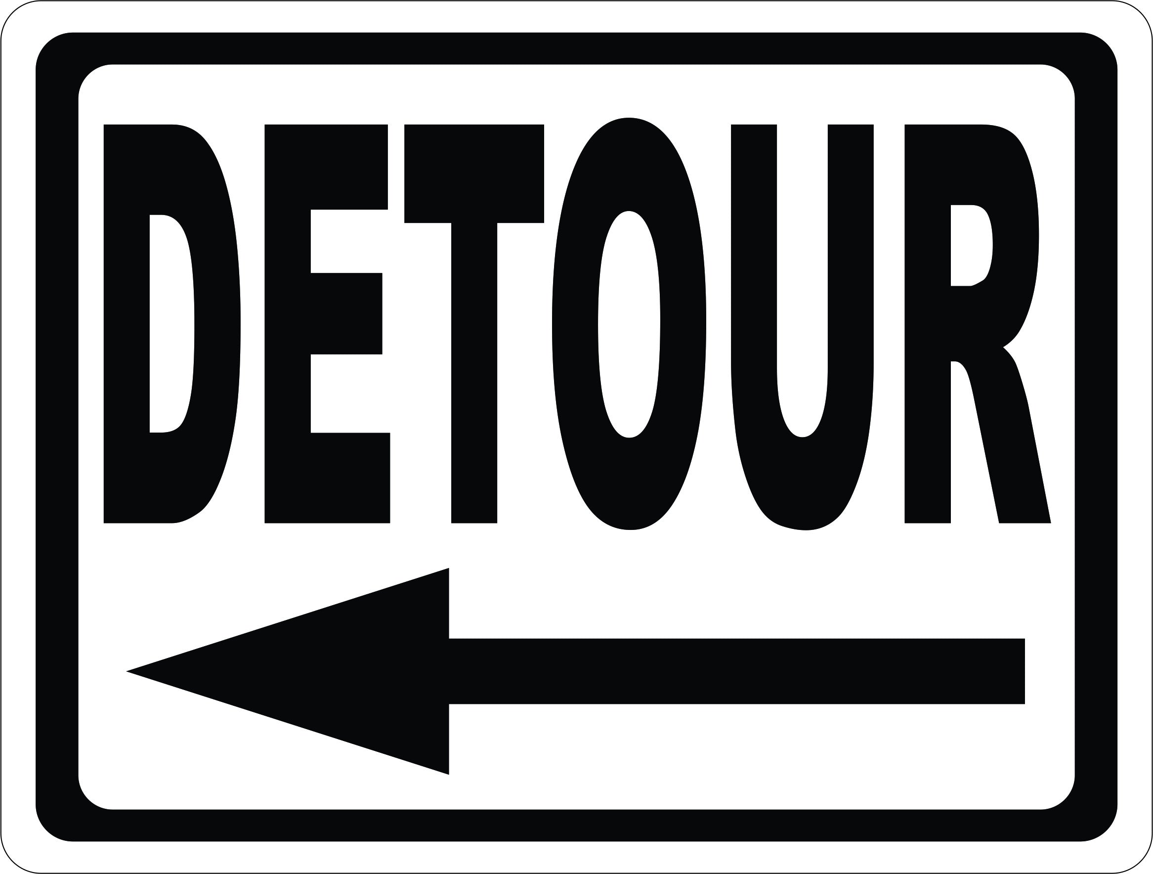 Detour Sign with Optional Directional Arrow – Signs by SalaGraphics