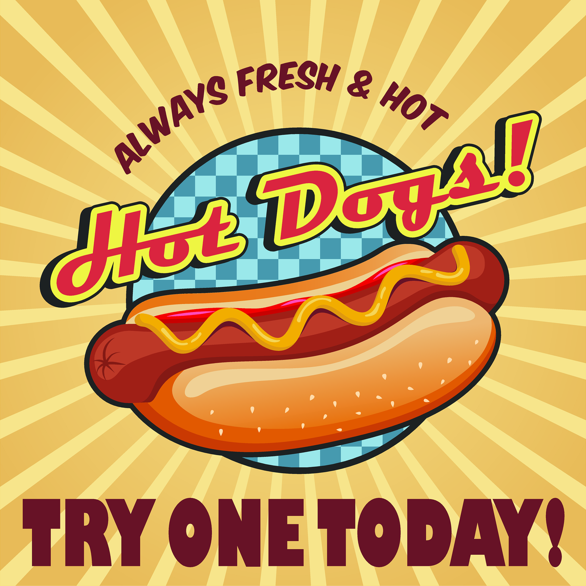 Fresh Hot Dogs Try One Today Decal. Multi-Pack – Signs by SalaGraphics