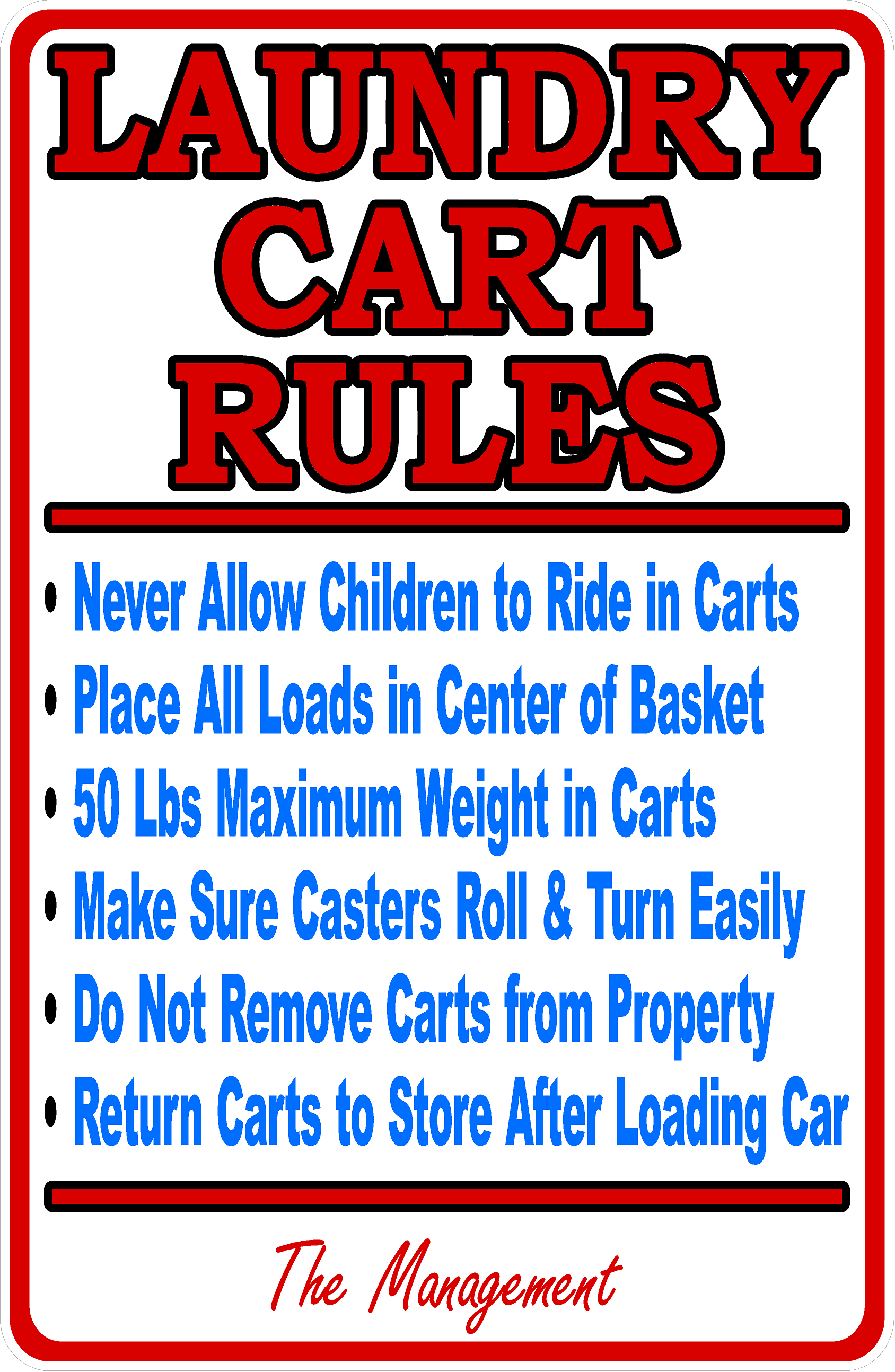 Laundry Cart Rules Laundromat Sign English or Spanish – signs by ...