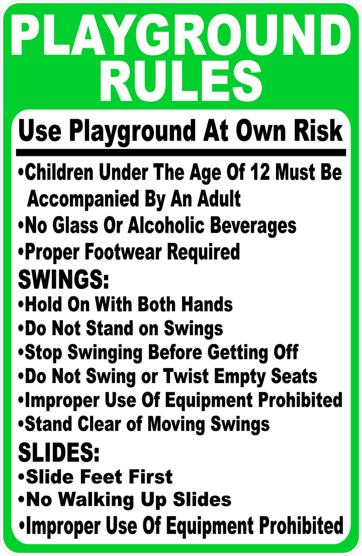 Playground Rules Sign – Signs by SalaGraphics