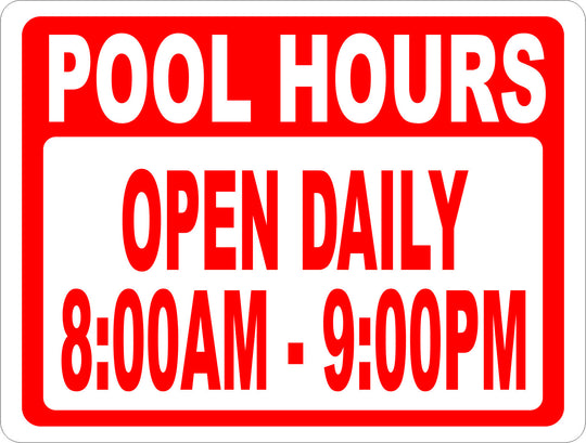 Pool Hours Sign – Signs by SalaGraphics