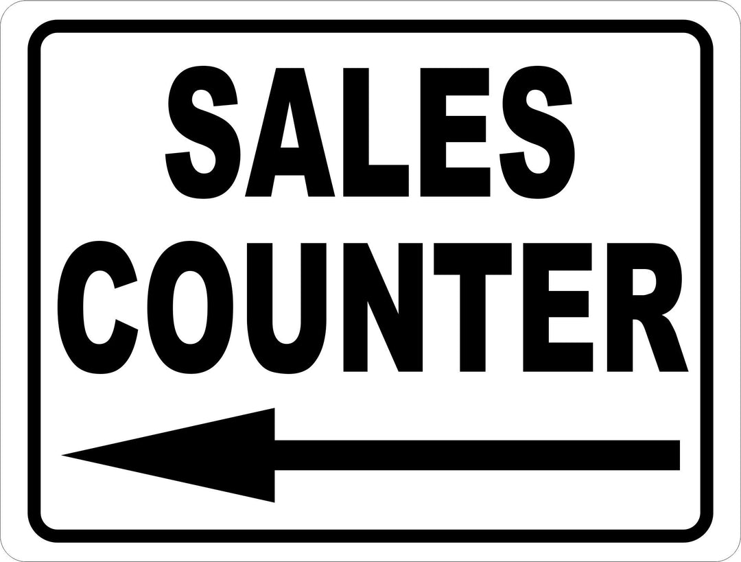 Sales Counter with Directional Arrow Sign – Signs by SalaGraphics