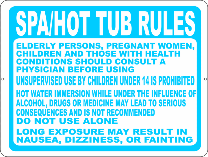 Spa Hot Tub Rules Sign – Signs by SalaGraphics
