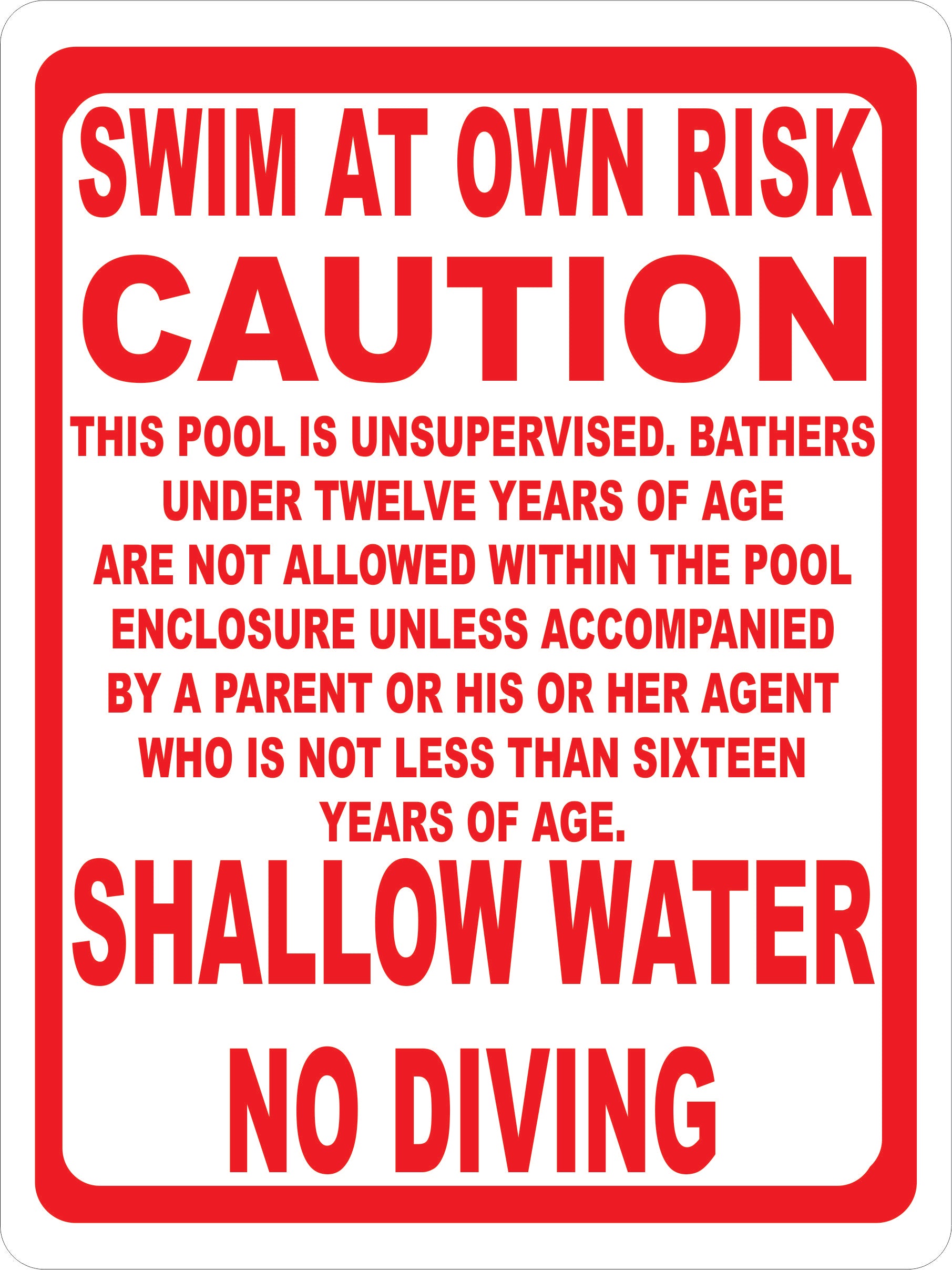 Swim At Your Own Risk Caution Sign – Signs by SalaGraphics