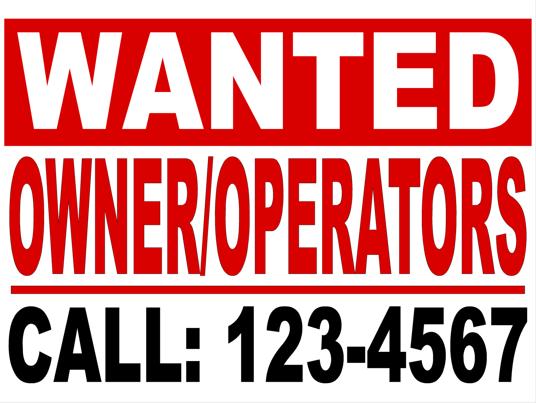 Wanted Owner Operator with Custom Phone Number Decal Multi-Pack – Signs ...